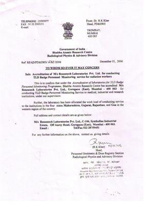 Accreditations - Renentech Laboratories