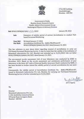 Accreditations - Renentech Laboratories